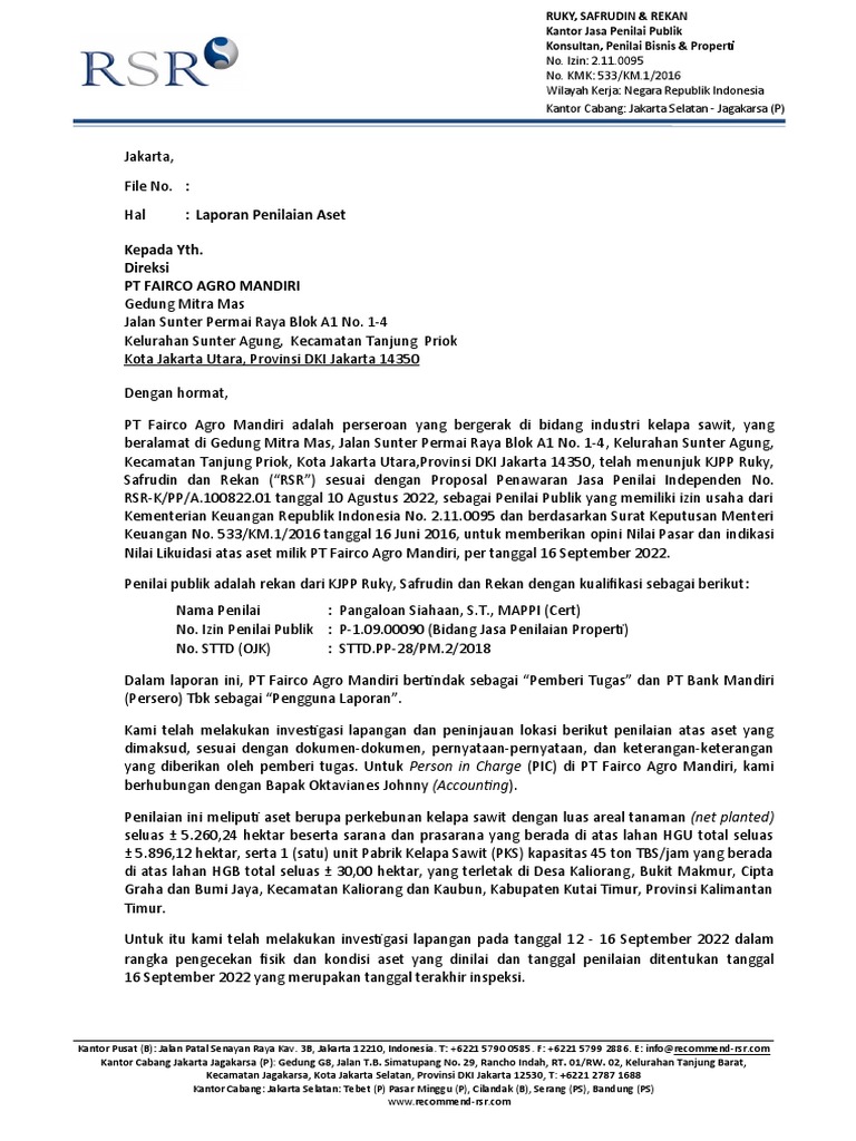 Narasi PT Fairco Agro Mandiri Final - 28032022 FD | PDF | Bisnis ...