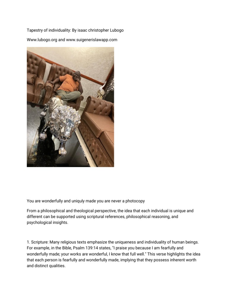 You Are You and Not A Duplicate by Isaac Christopher Lubogo | PDF ...