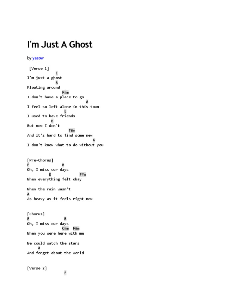 I'm Just A Ghost - Song Lyrics | PDF