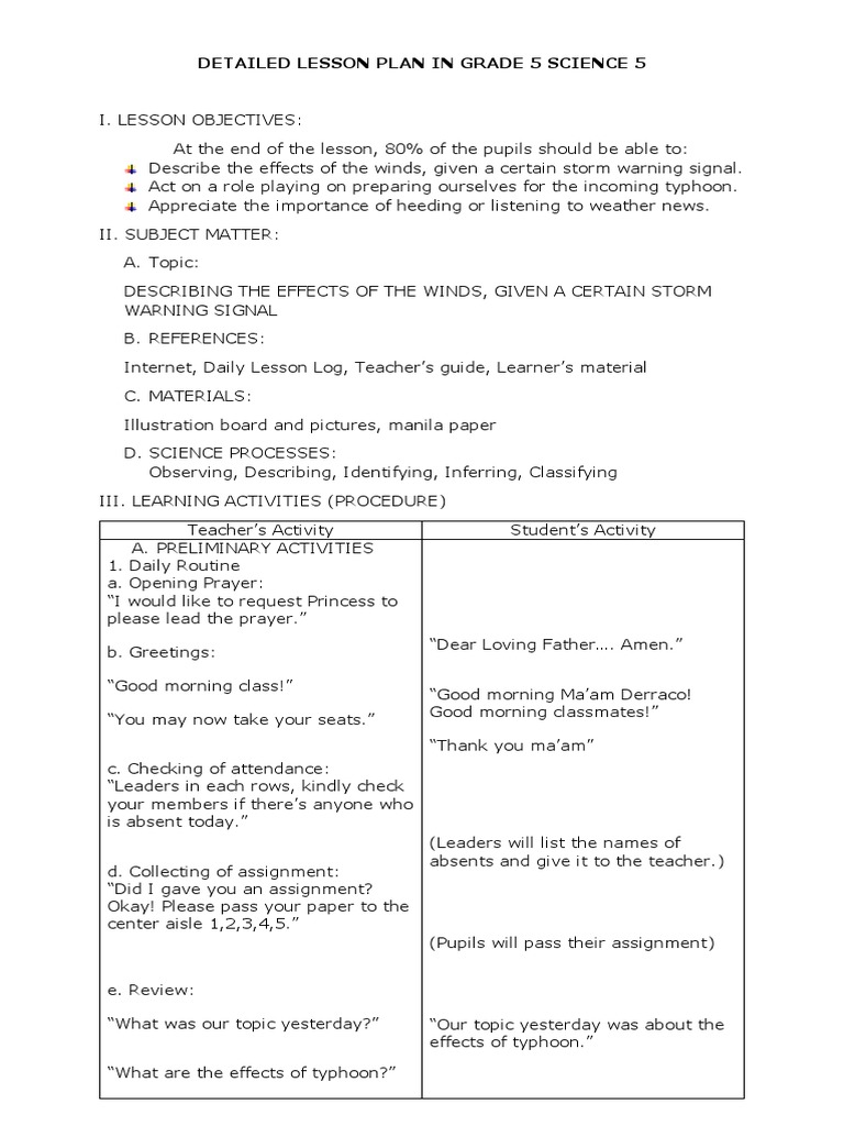 Detailed Lesson Plan in Grade 5 Science | Download Free PDF | Tropical ...