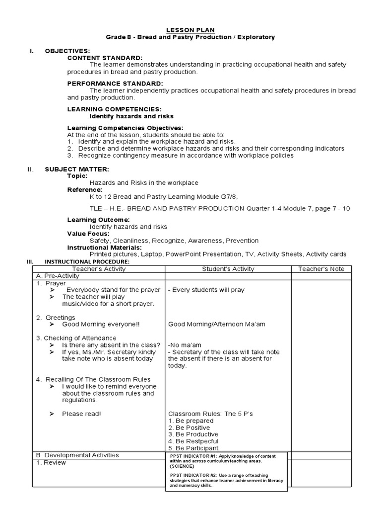 Lesson Plan Hazards and Risk - 094728 | PDF