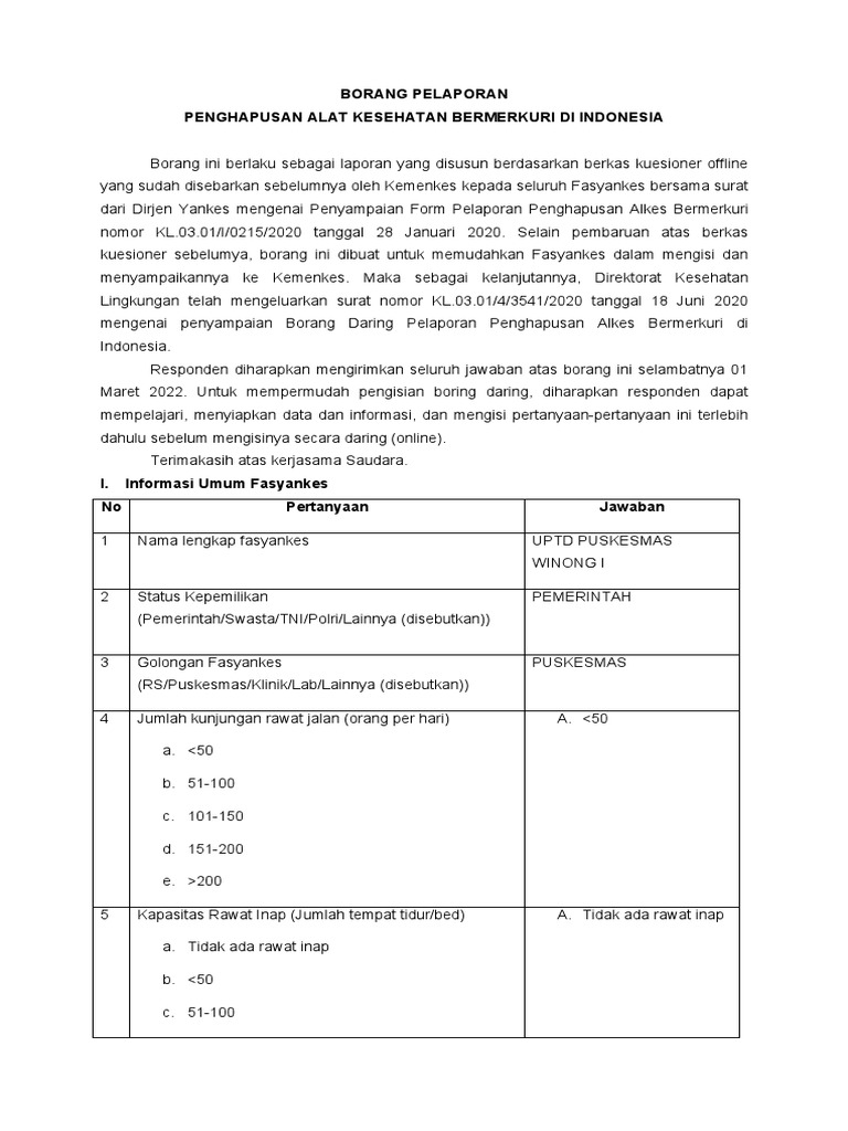 Borang Offline Alkes PKM Winong I 2022 | PDF | Griya & Taman | Sains & Matematika
