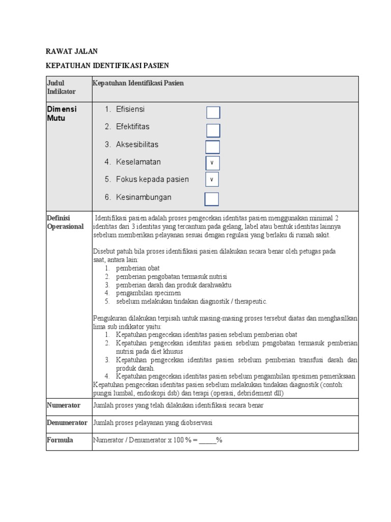 Indikator Mutu Rawat Jalan | PDF | Sains & Matematika