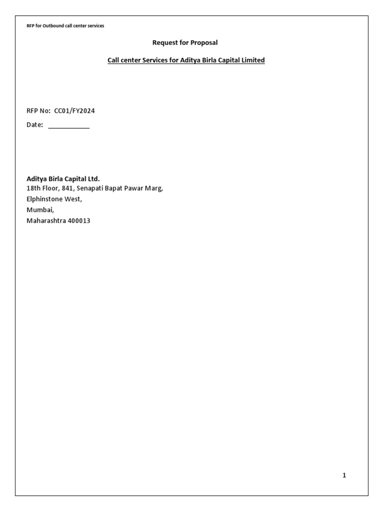 RFP for Outbound Call Center Services | PDF | Computers | Technology ...