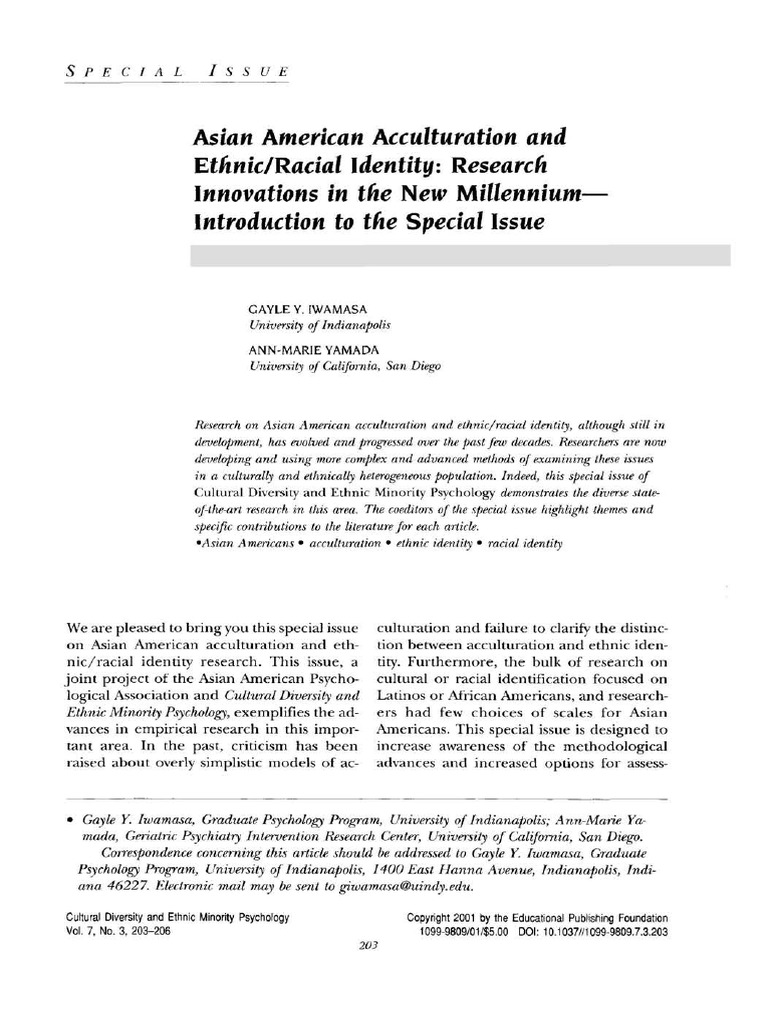 Asian American Acculturation and Ethnic Racial Identity | PDF
