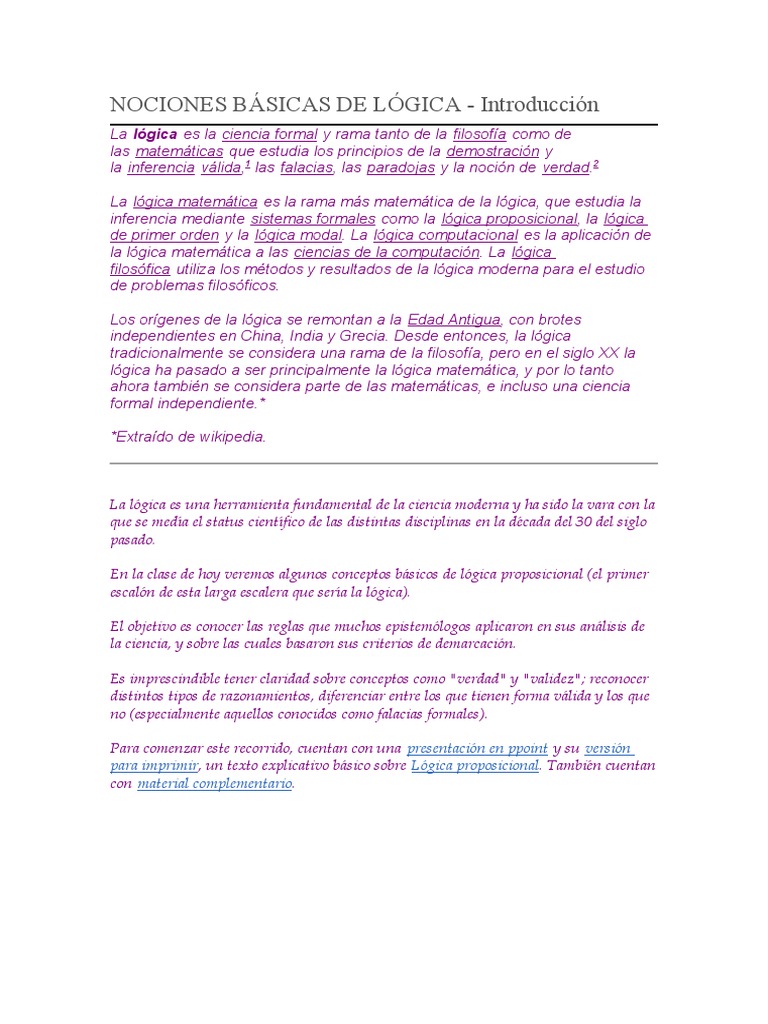 Nociones Básicas de Lógica | PDF