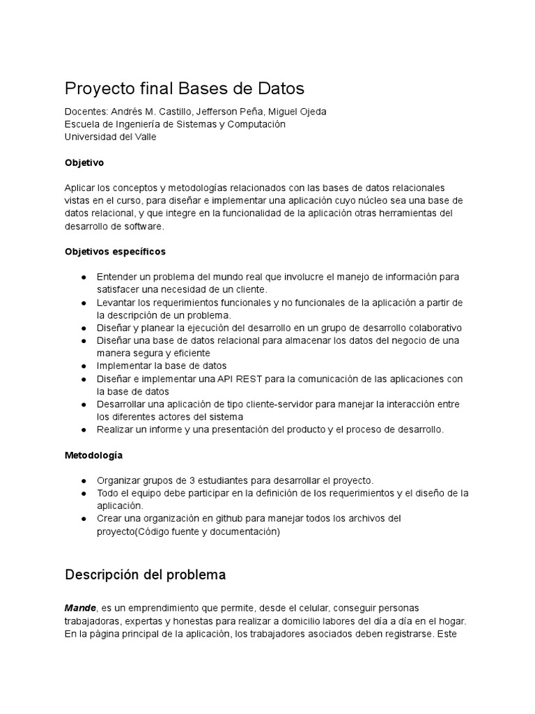 Proyecto Final Bases de Datos 2022 | PDF | Bases de datos | Software de la aplicacion