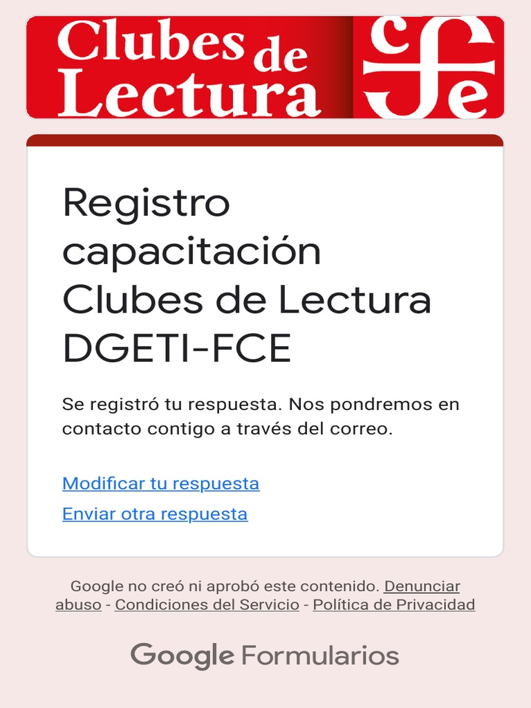 Registro Capacitación Clubes de Lectura DGETI-FCE | PDF