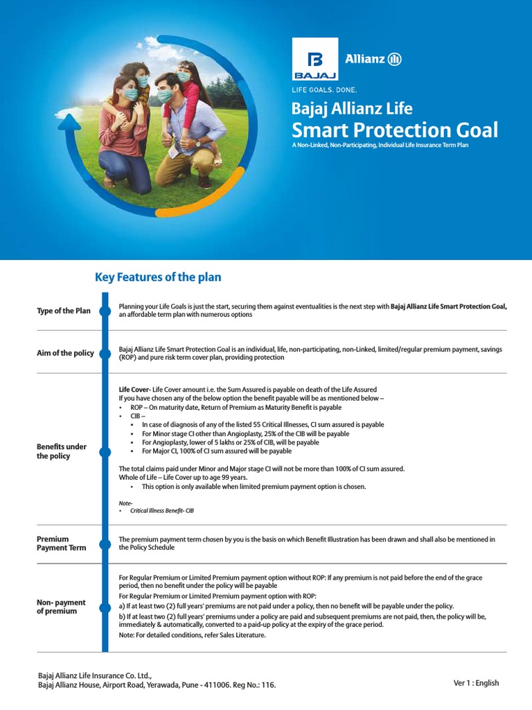 Smart Protection Goal: Bajaj Allianz Life | PDF | Insurance | Life Insurance
