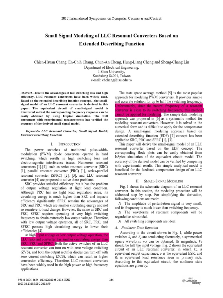 Extended Describing Function - LLC Resonant Converter | PDF