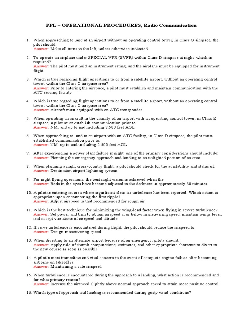 Operational Procedure and Radio Comunication (PPL) | PDF | Air Traffic ...