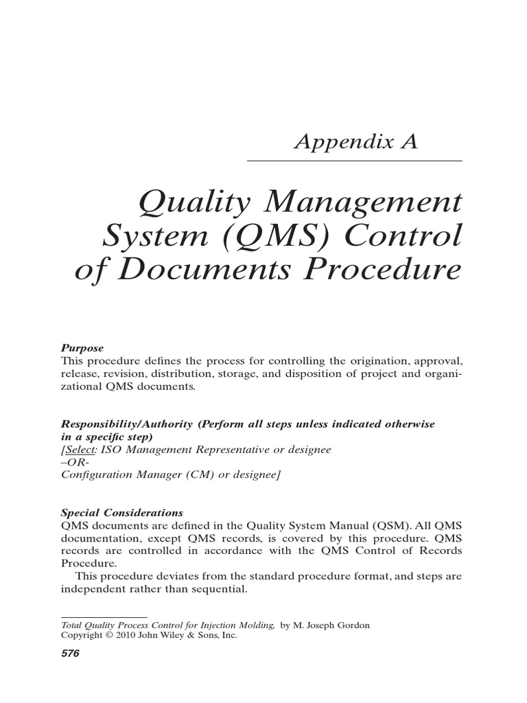 Total Quality Process Control For Injection Molding - 2010 - Gordon - Appendix A Quality ...