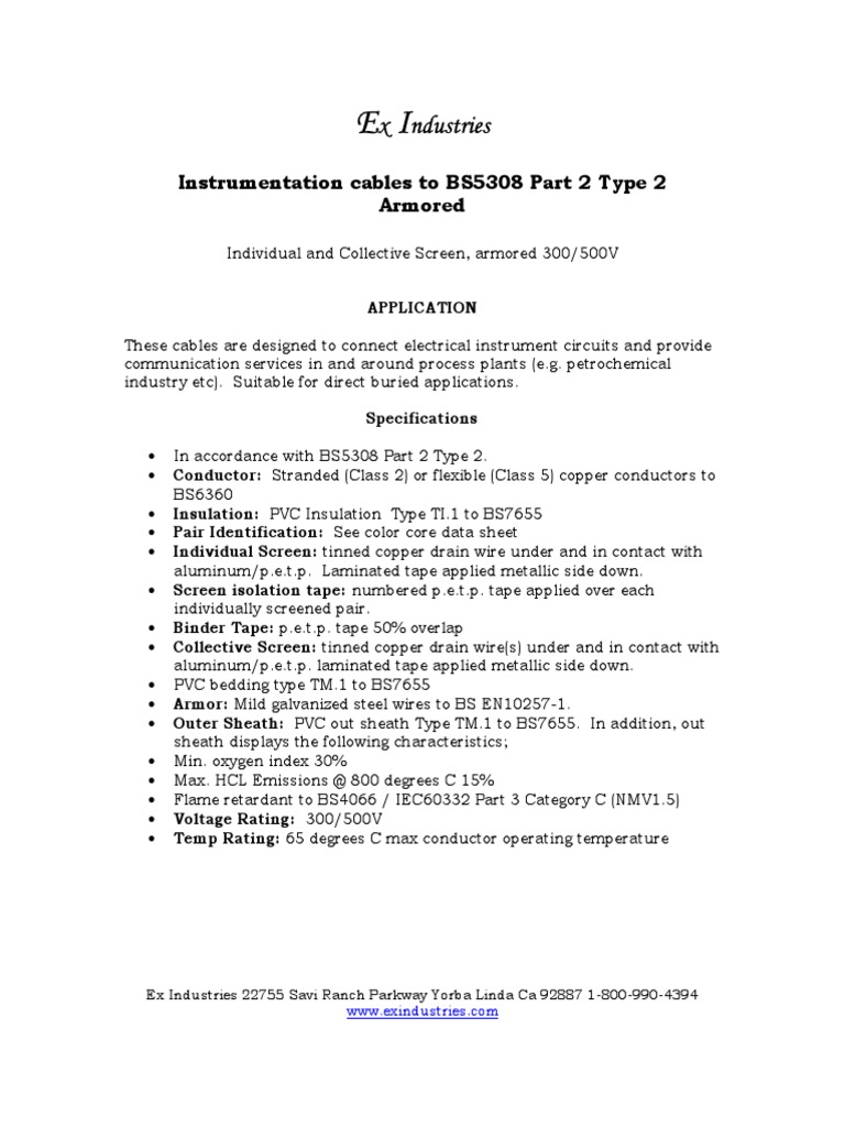 BS5308 Part 2 Type 2 Individual and Collectively Screened | PDF | Wire | Electrical Components