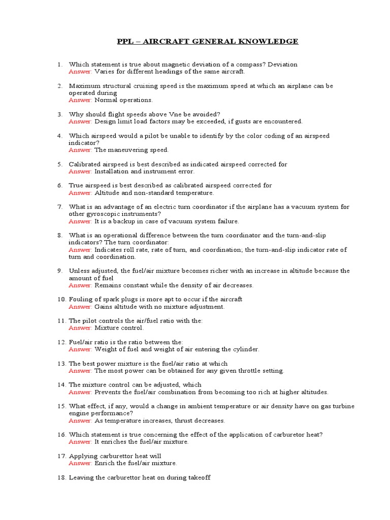 Aircraft General Knowledge (PPL) | PDF | Airspeed | Carburetor