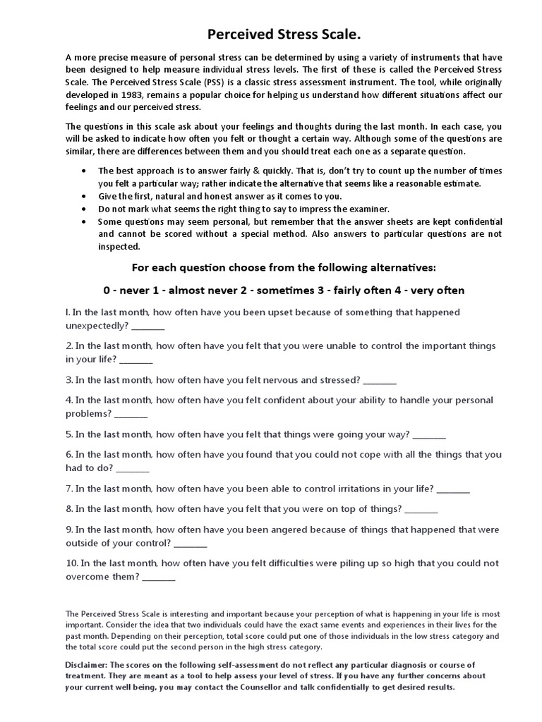 Perceived Stress Scale | PDF