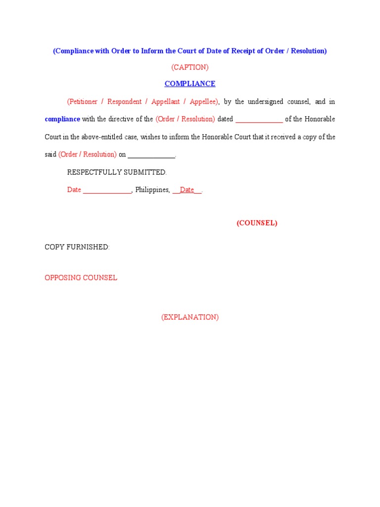 Compliance Notice for Court Order | PDF