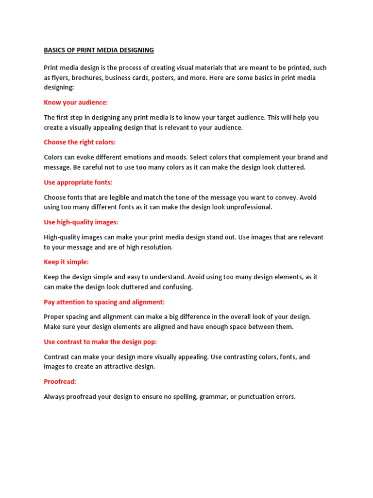 Basics of Print Media Designing | PDF | Page Layout | Computing