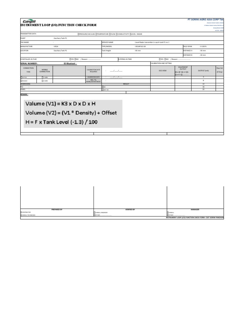Instrument Loop Function Check Form | PDF
