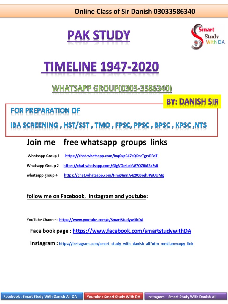 PK Study Timeline by Sir Danish-2 | PDF | Pervez Musharraf | Nawaz Sharif