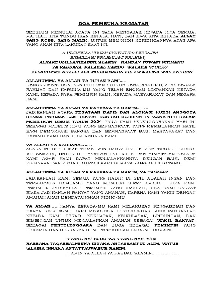 Doa Pembuka Kegiatan | PDF