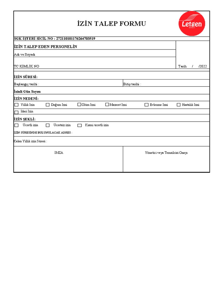 İzi̇n Formu | PDF
