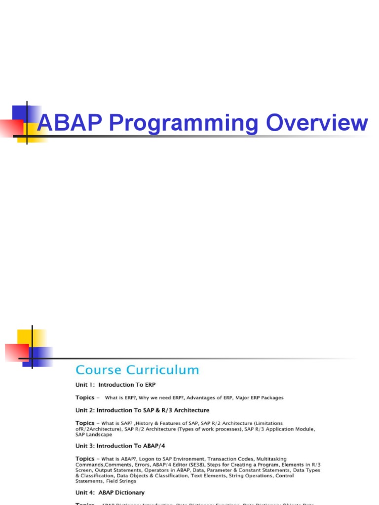 SAP ABAP Intro Training - Powerpoint | PDF | Software Engineering | Data Management Software