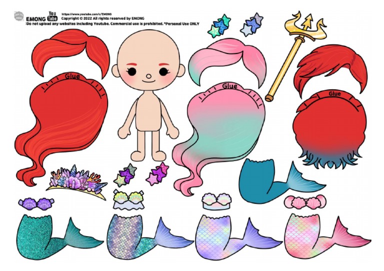 EMONG Mermaid Princess Paper Doll | PDF