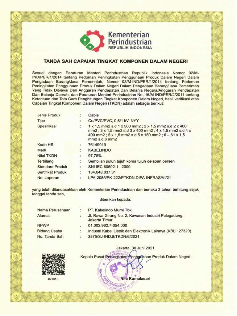 TKDN Kabelindo - NYY | PDF