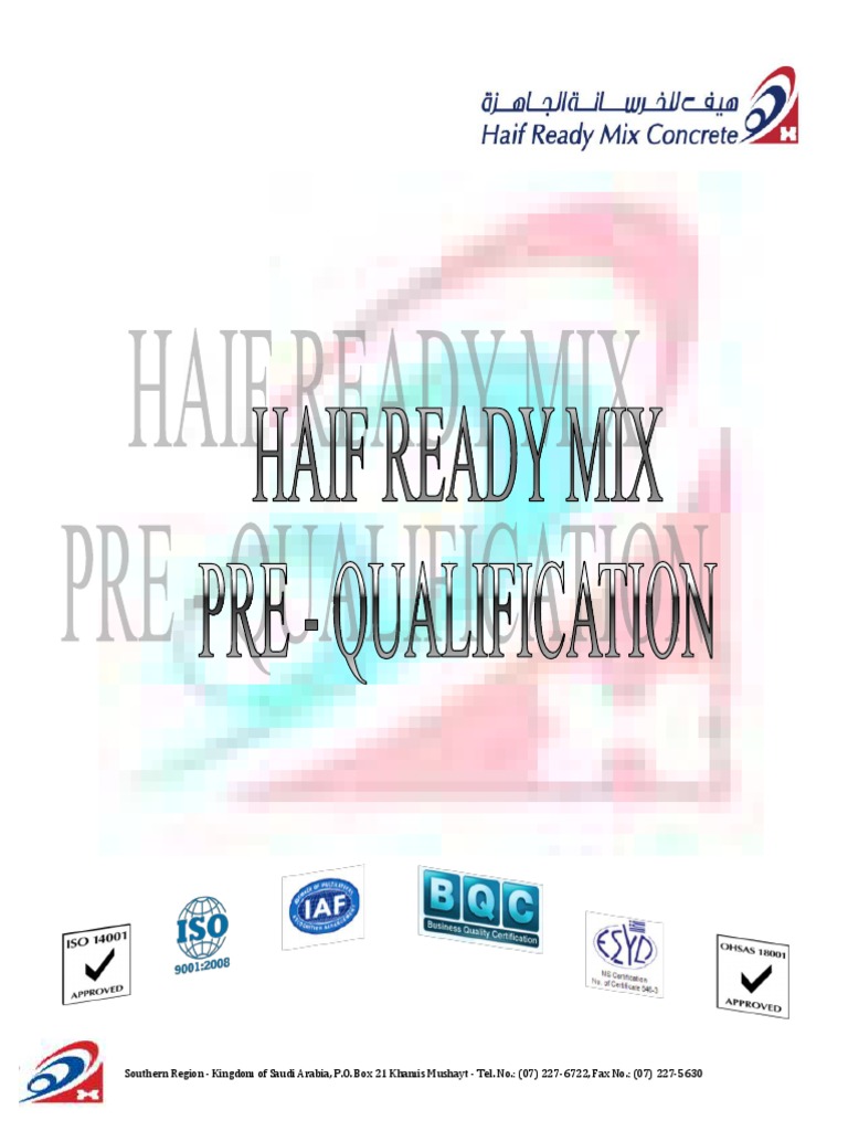 01-Haif Company Pre Qualification | PDF | Concrete | Construction Aggregate