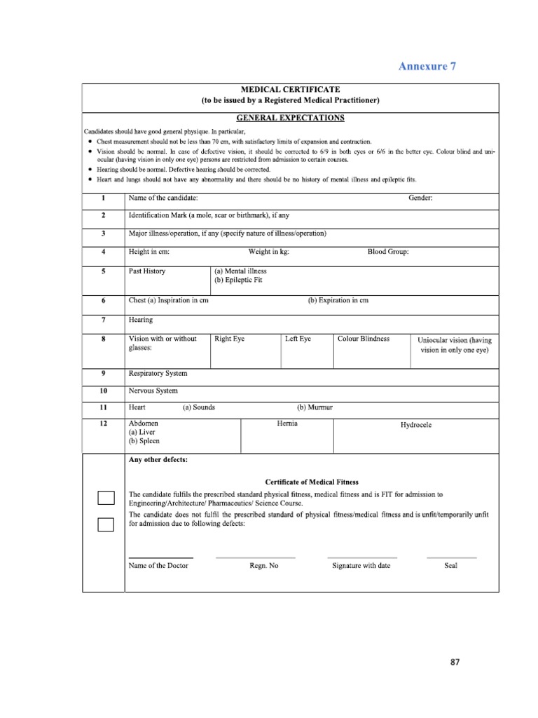 Format of Medical Certificate | PDF
