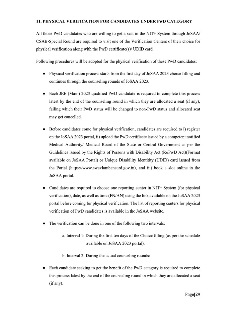 Process of Physical Verification of PwD Candidates | PDF