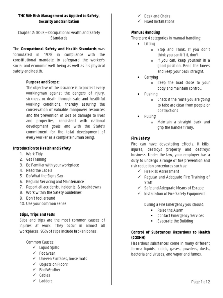 DOLE - Occupational Health and Safety Standards | PDF | Personal ...