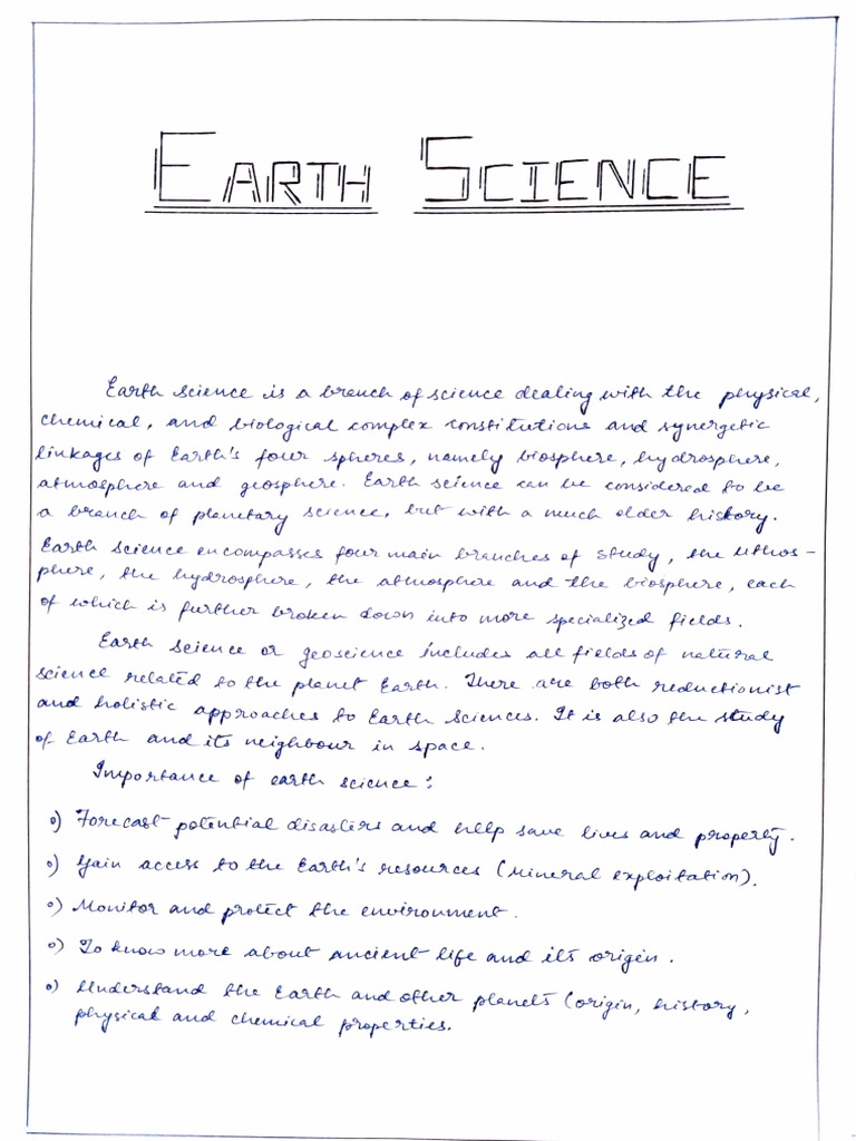 Earth and Environmental Science. | PDF