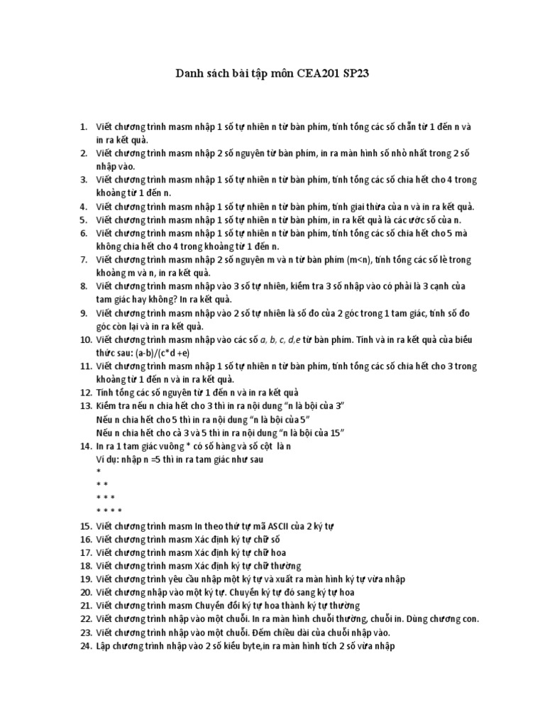 Bai Tap CEA201 ASSEMBLY | PDF