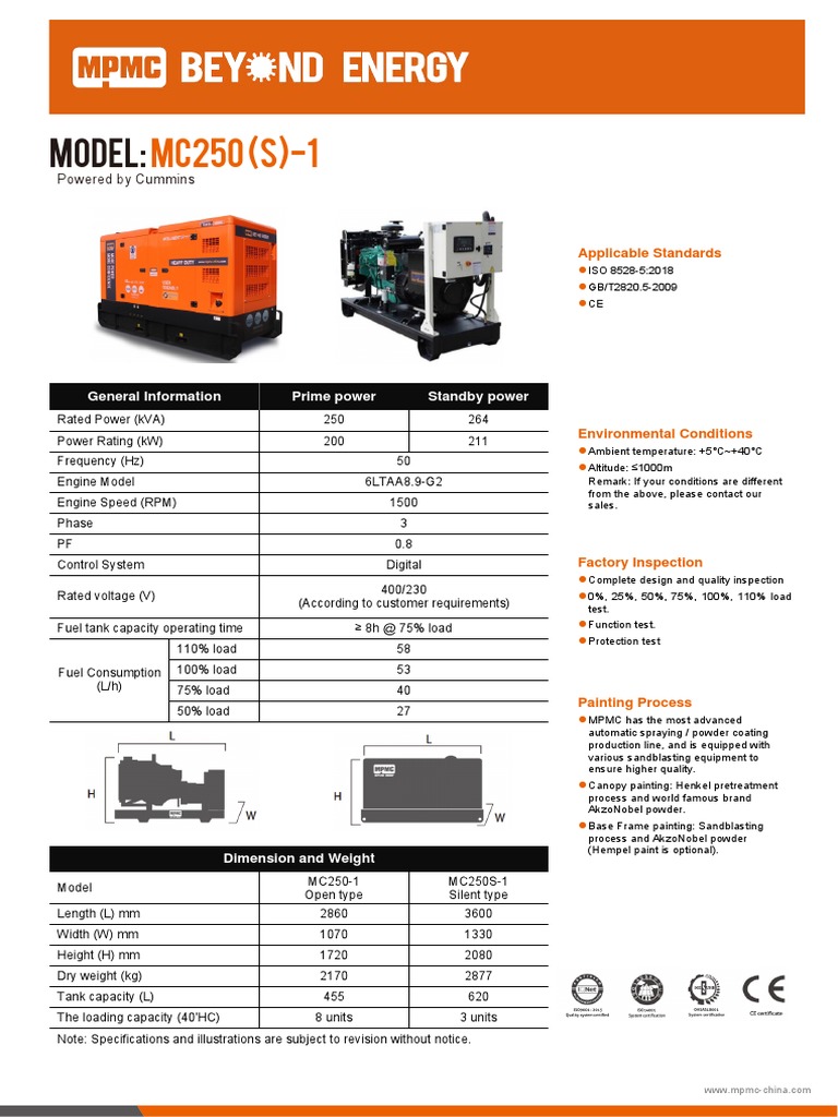 MPMC MC250 | PDF | Engines | Electric Generator