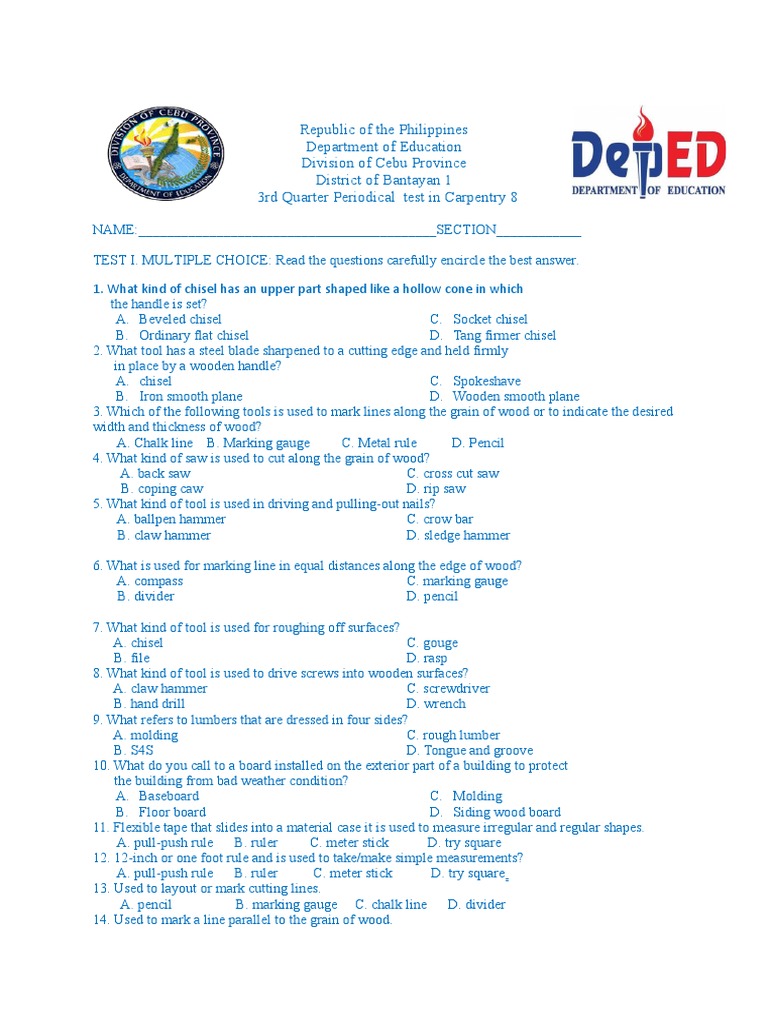 3rd Quarter in Carpentry 8-3rd | PDF