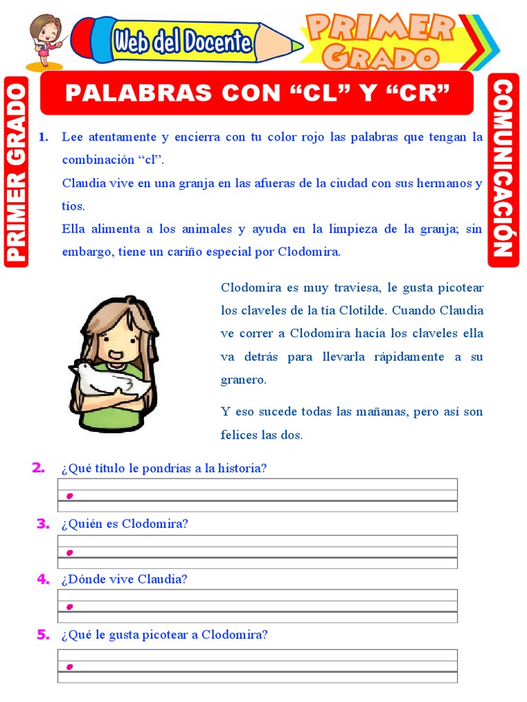 Palabras Con CR y CL para Primero de Primaria | PDF