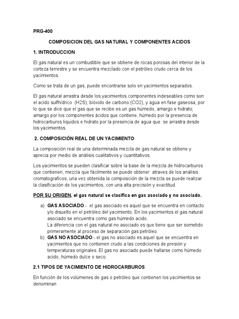 Composición y Componentes del Gas Natural | PDF | Gas de petróleo ...