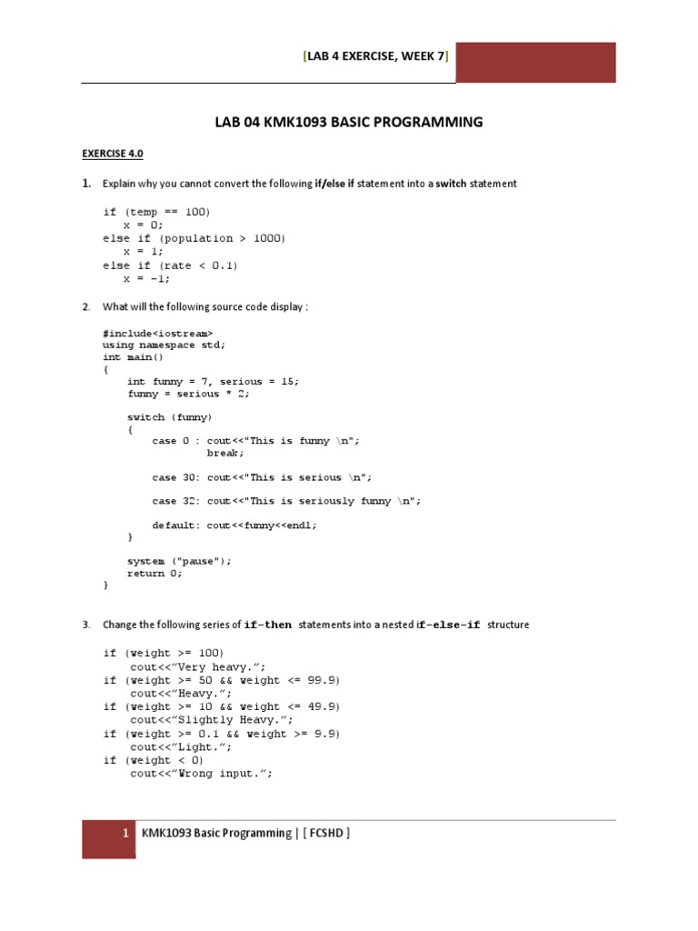 Lab Exercise Pdf Namespace Object Oriented Programming