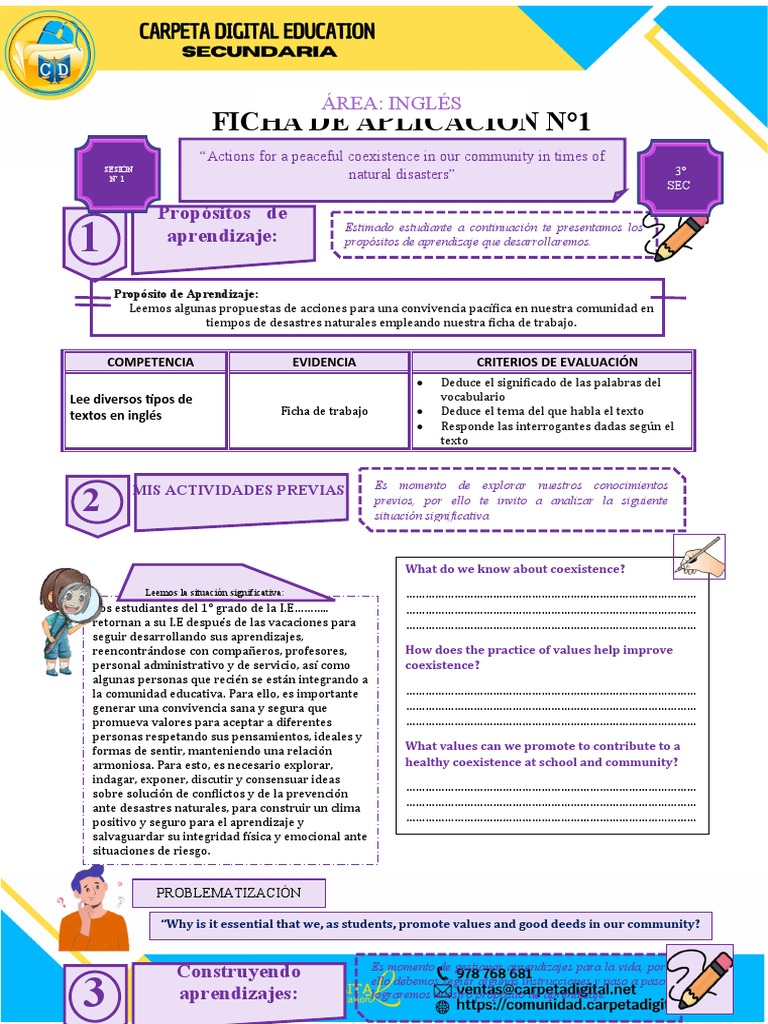 3° FICHA DE APLICACIÓN-SESIÓN1-SEM.1-EXP.1-inglés. | PDF
