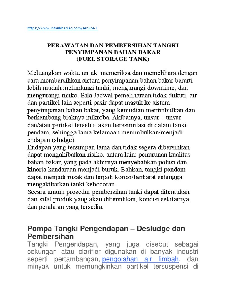 Perawatan Tangki Pengendapan | PDF