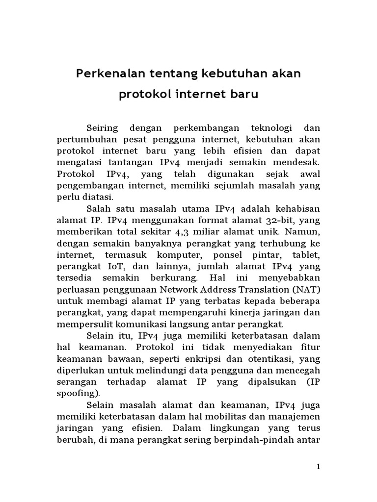 Menggali Lebih Dalam Tentang IPv6 Masa Depan Protokol Internet | PDF