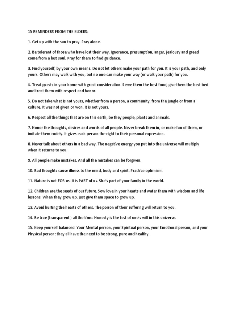 15 Reminders From The Elders Pdf