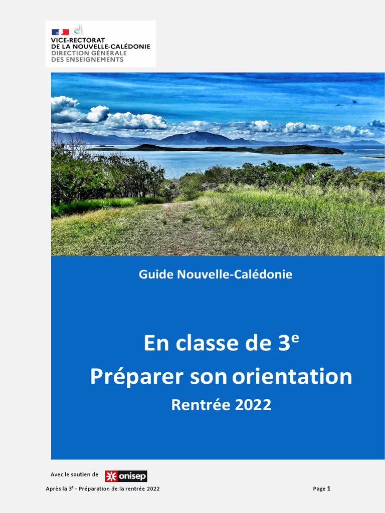 Brochure 2022 Orientation Nouvelle Calédonie Classe de 3eme | PDF