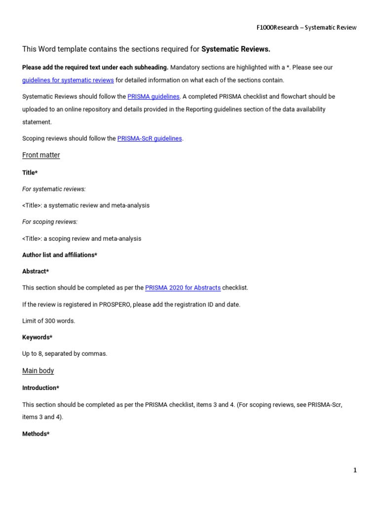 Systematic Review Template | PDF | Systematic Review | Information ...