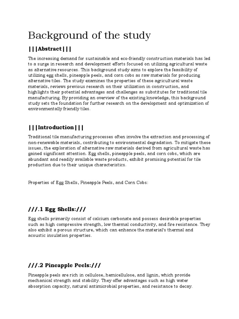 Background of The Study | PDF | Tile | Maize