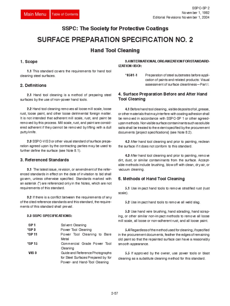 SSPC-SP 2: Hand Tool Cleaning Standard | PDF | Specification (Technical ...