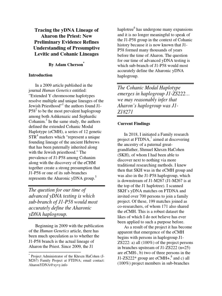 Tracing_the_yDNA_Lineage_of_Aharon_Aaron | PDF | Samaritans | Haplotype