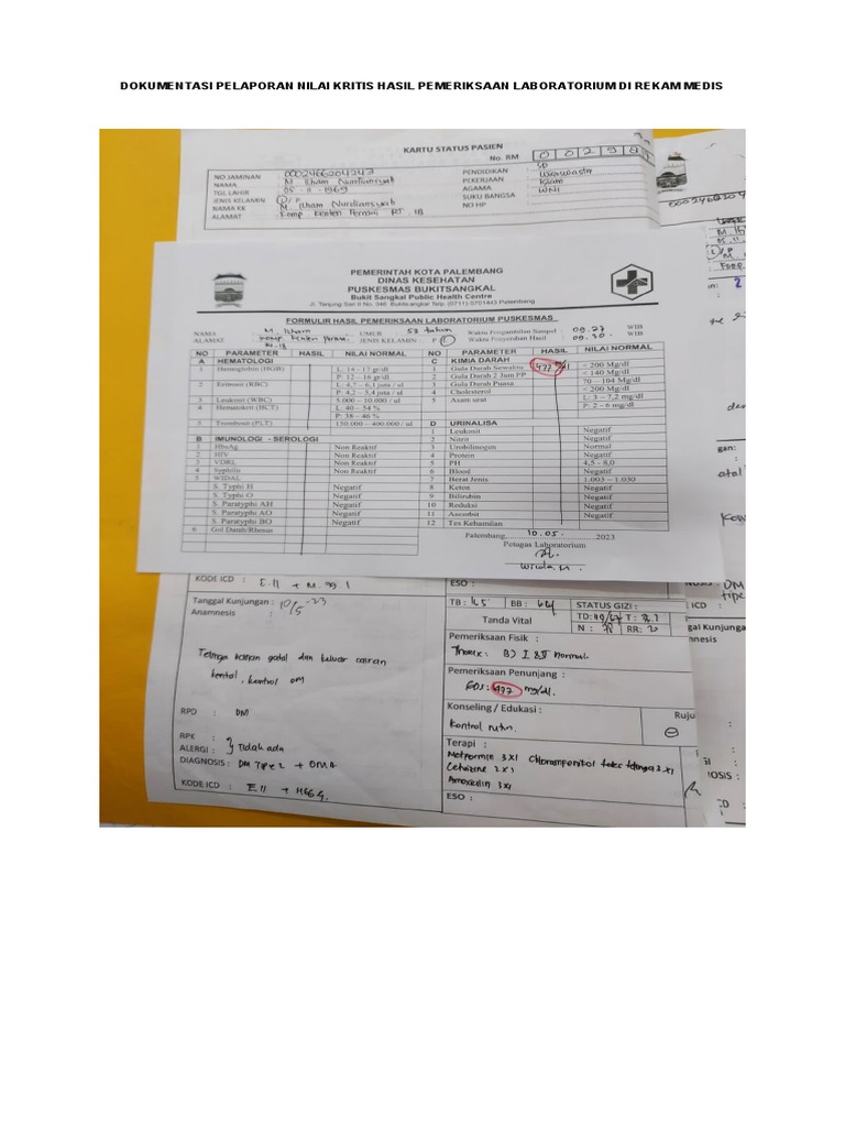 Dokumentasi Pelaporan Nilai Kritis Hasil Pemeriksaan Laboratorium Di ...