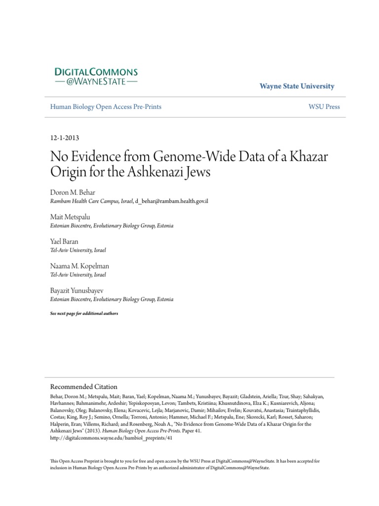Genetics of Ashkenazi Jewish origins | PDF | Ashkenazi Jews | Jews